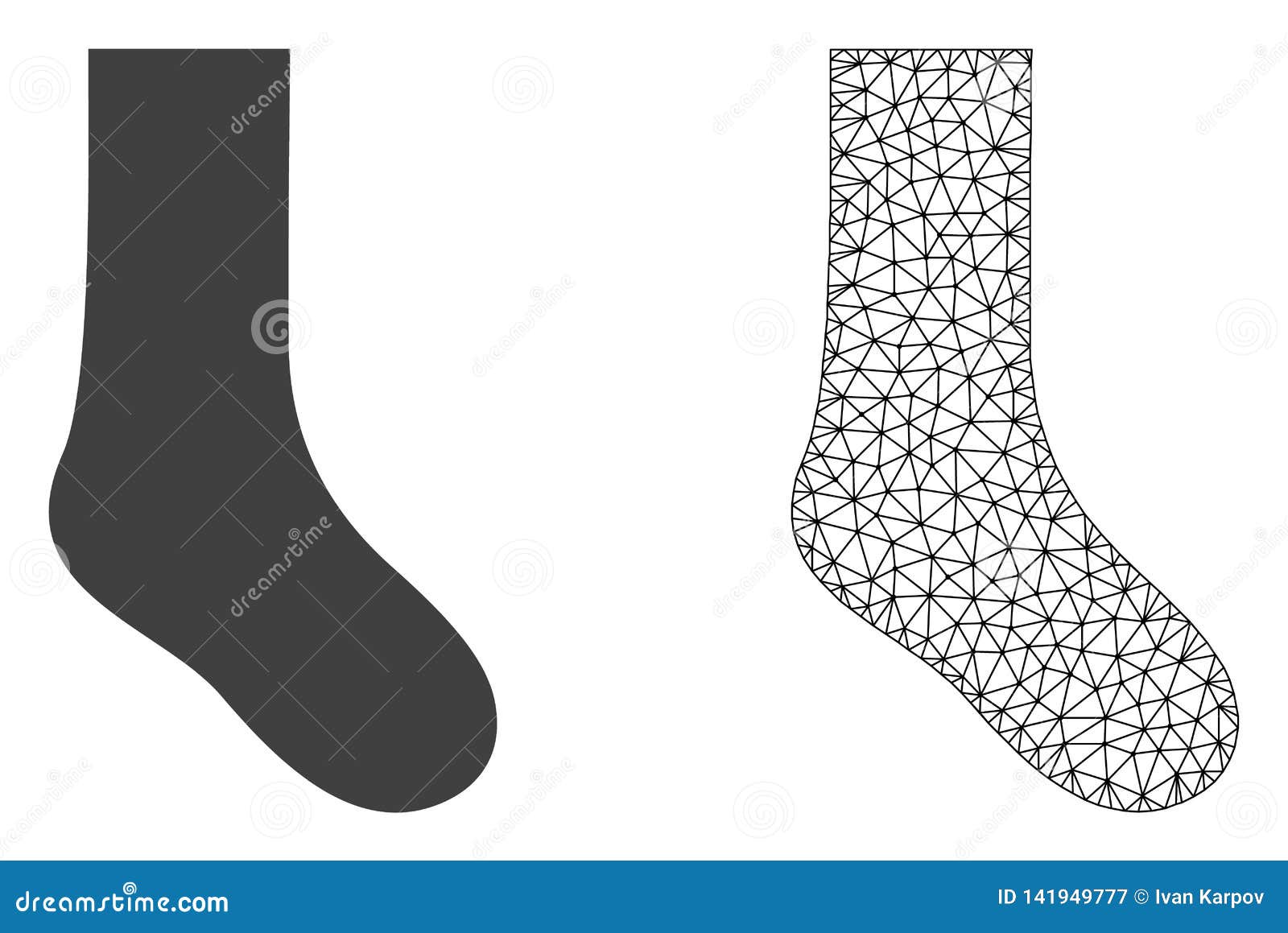 Vector Polygonal Mesh Sock and Flat Icon Stock Vector - Illustration of ...