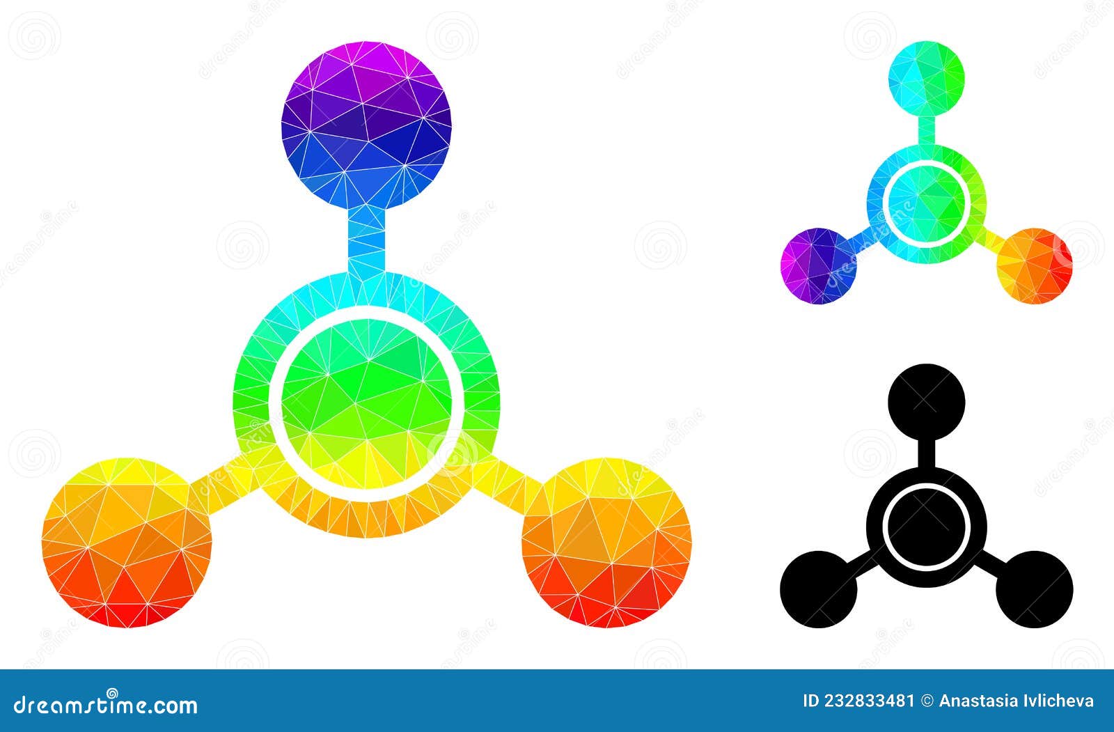Vector Polygonal Methane Molecule Icon with Spectrum Gradient Stock Vector - Illustration of ...