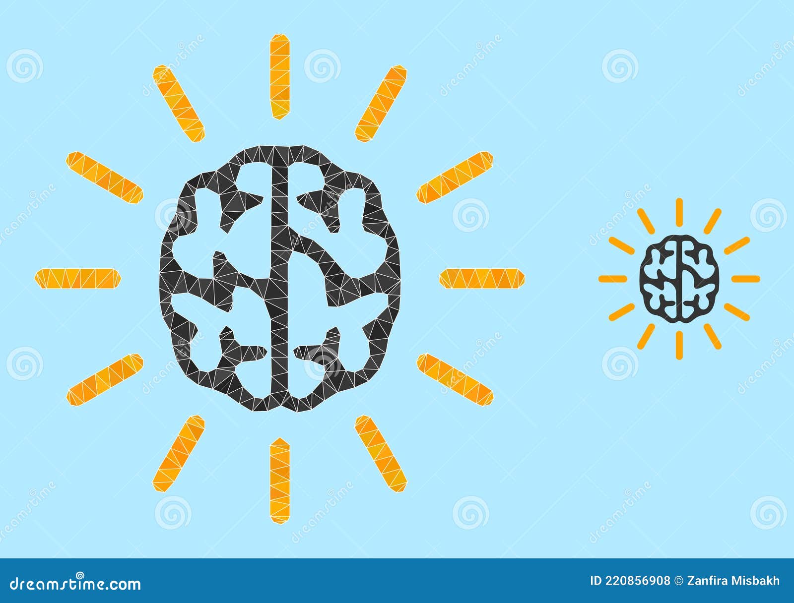 Vector Polygonal Mind Light Icon Stock Vector - Illustration of object ...