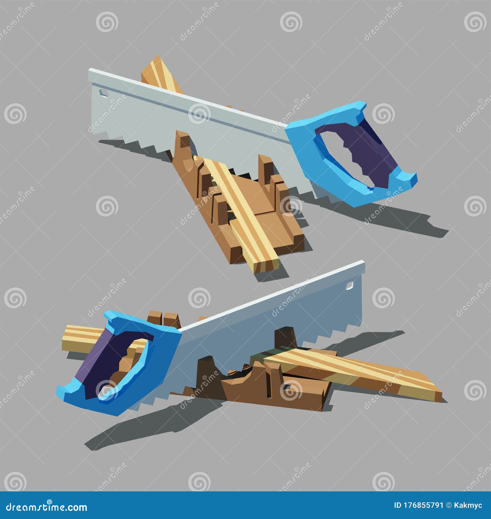 Vector Polygonal Miter Box with a Hacksaw Stock Vector - Illustration ...