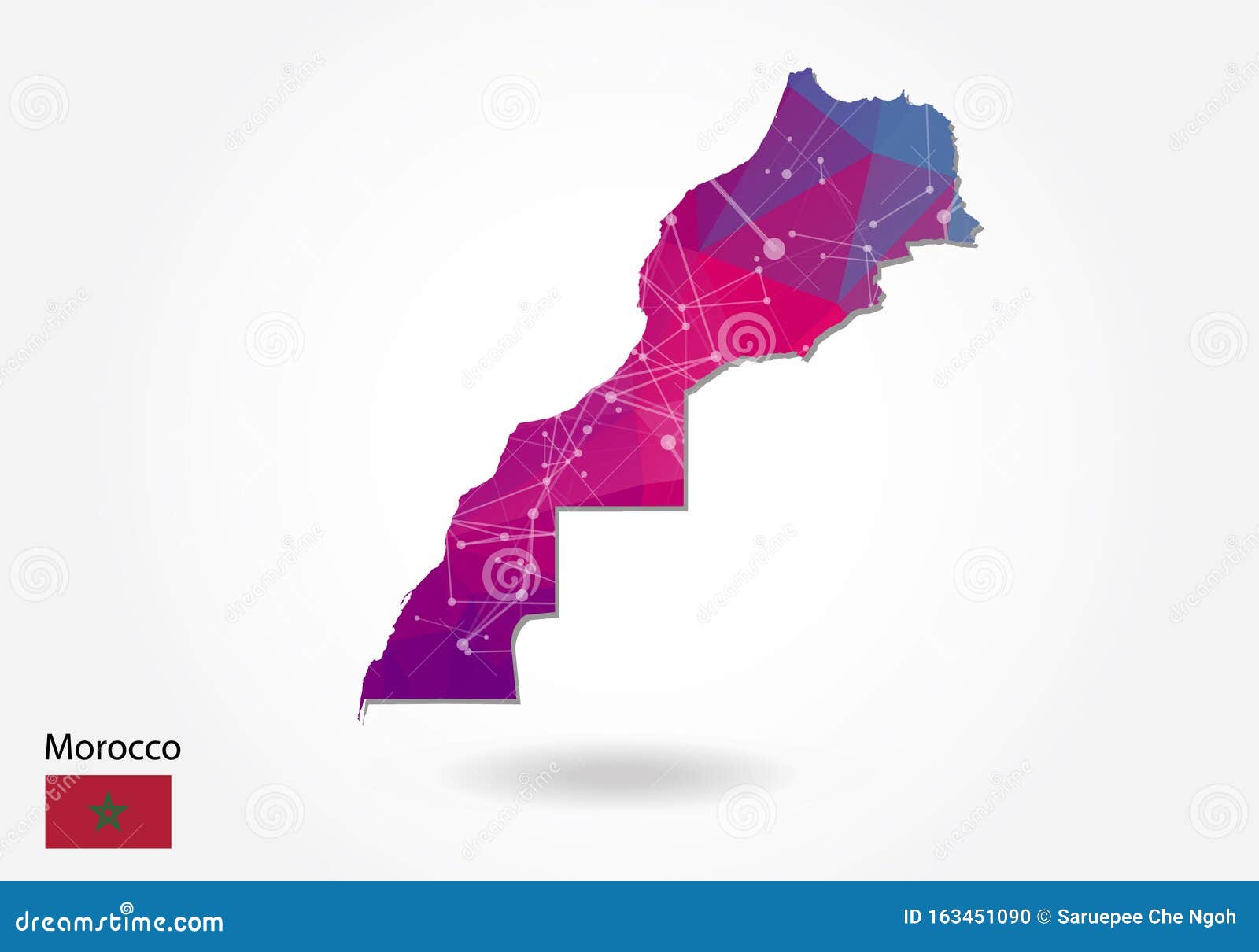 Vector Polygonal Morocco Map. Low Poly Design. Map Made of Triangles on ...