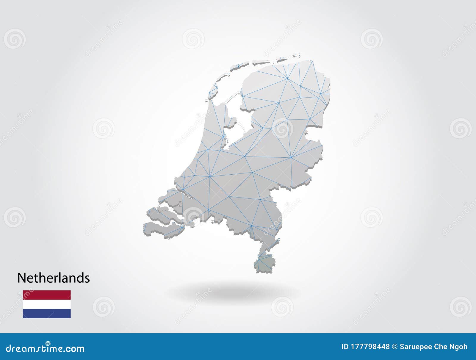 Vector Polygonal Netherlands Map. Low Poly Design. Map Made of ...
