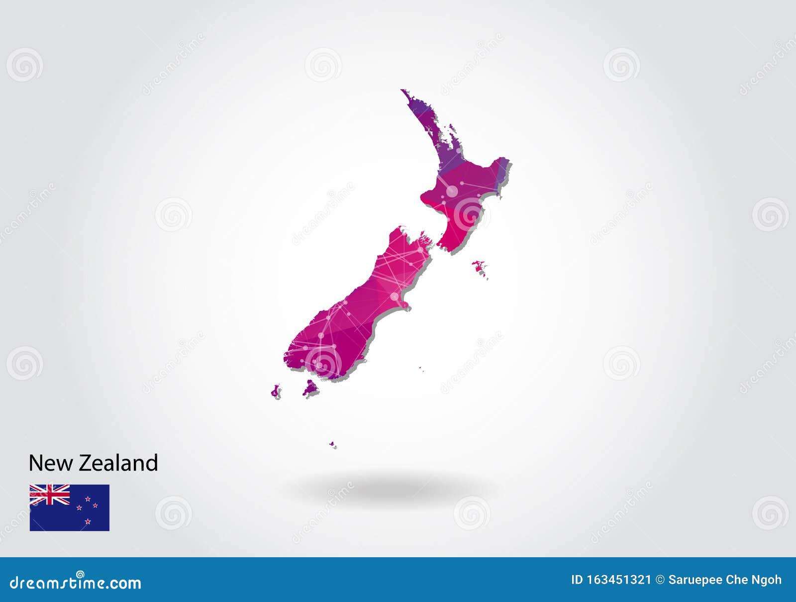 Vector Polygonal New Zealand Map. Low Poly Design. Map Made of ...