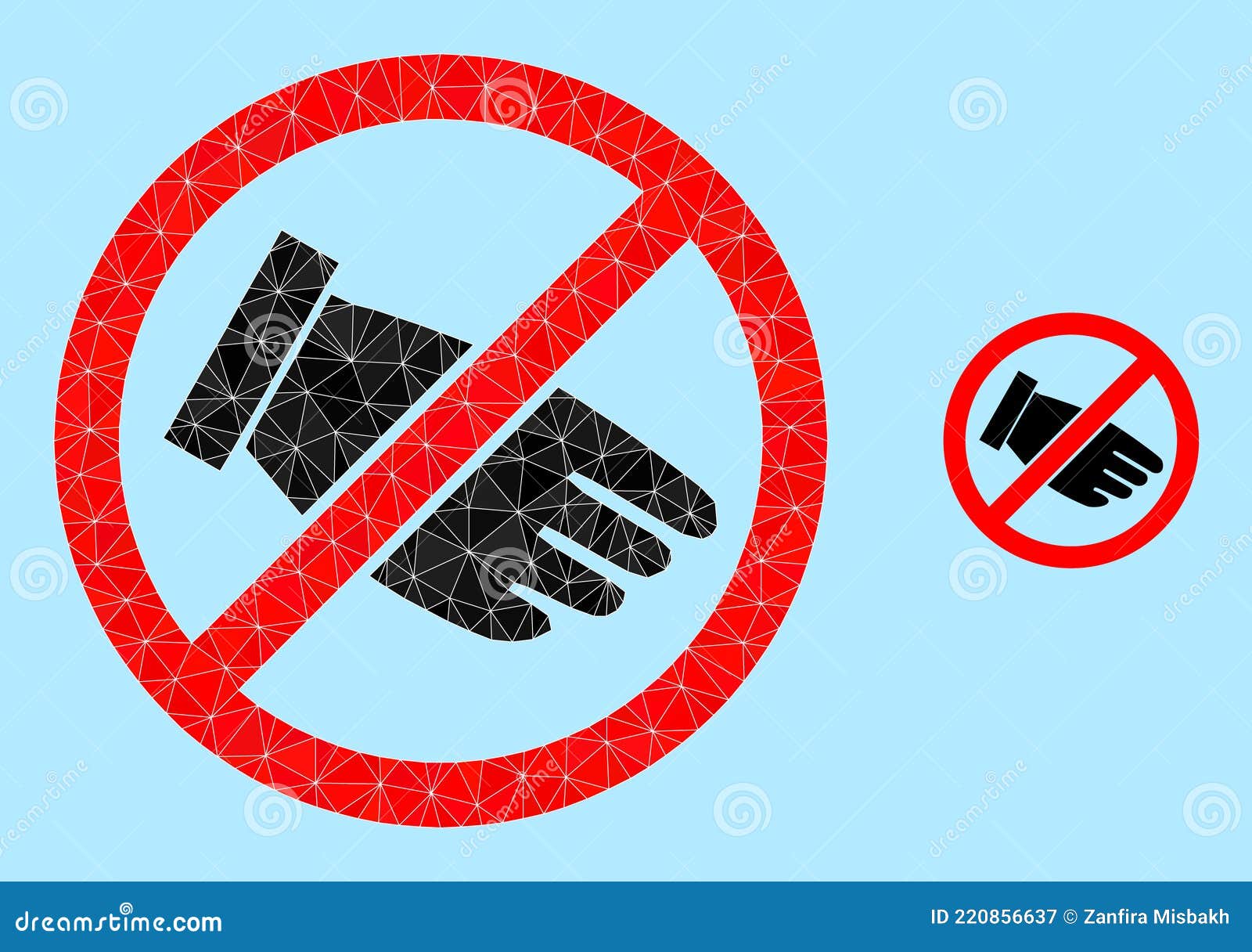 Vector Polygonal No Hand Icon Stock Vector - Illustration of grid, flat ...