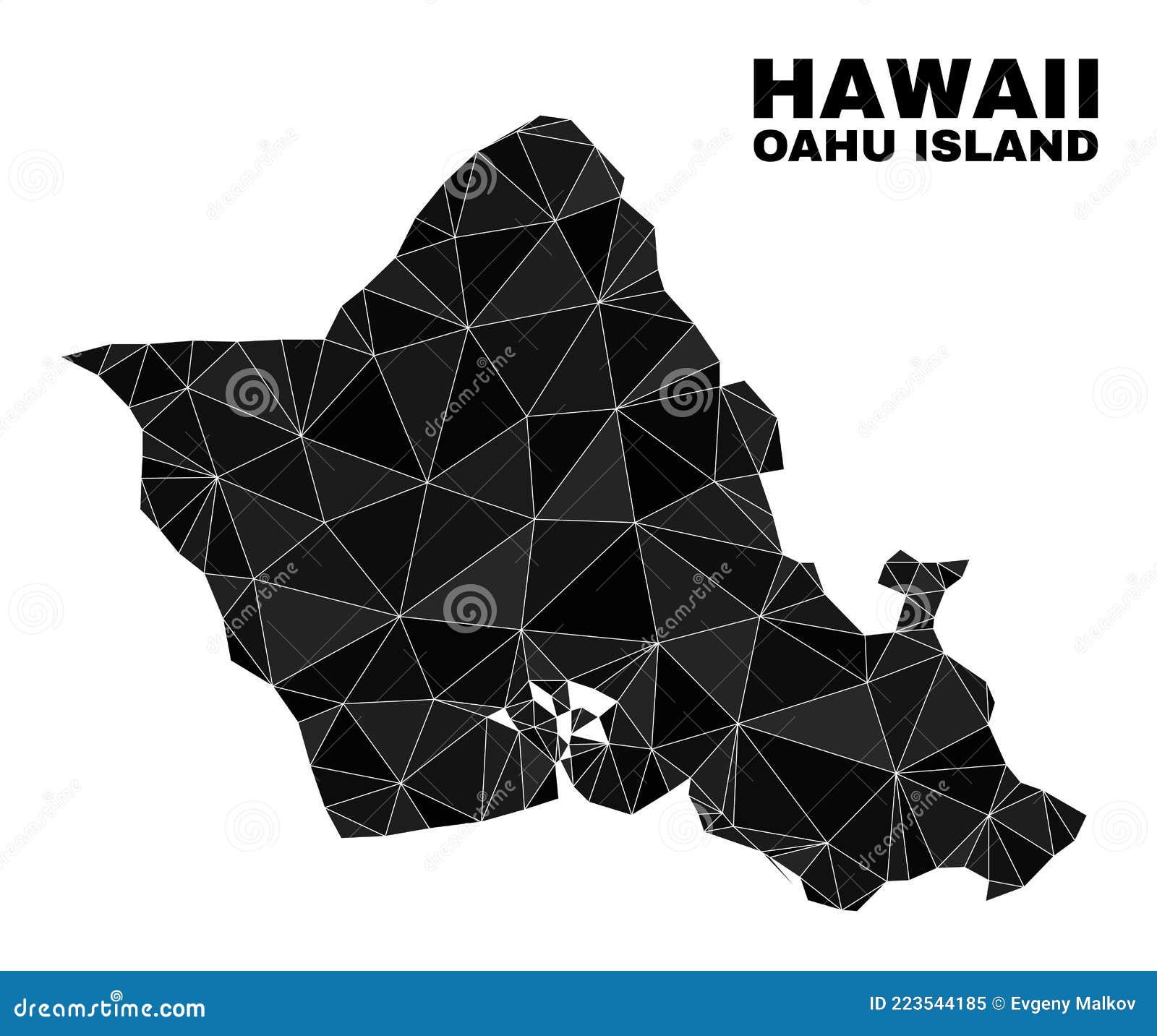 Vector Polygonal Oahu Island Map Stock Vector - Illustration of flat ...