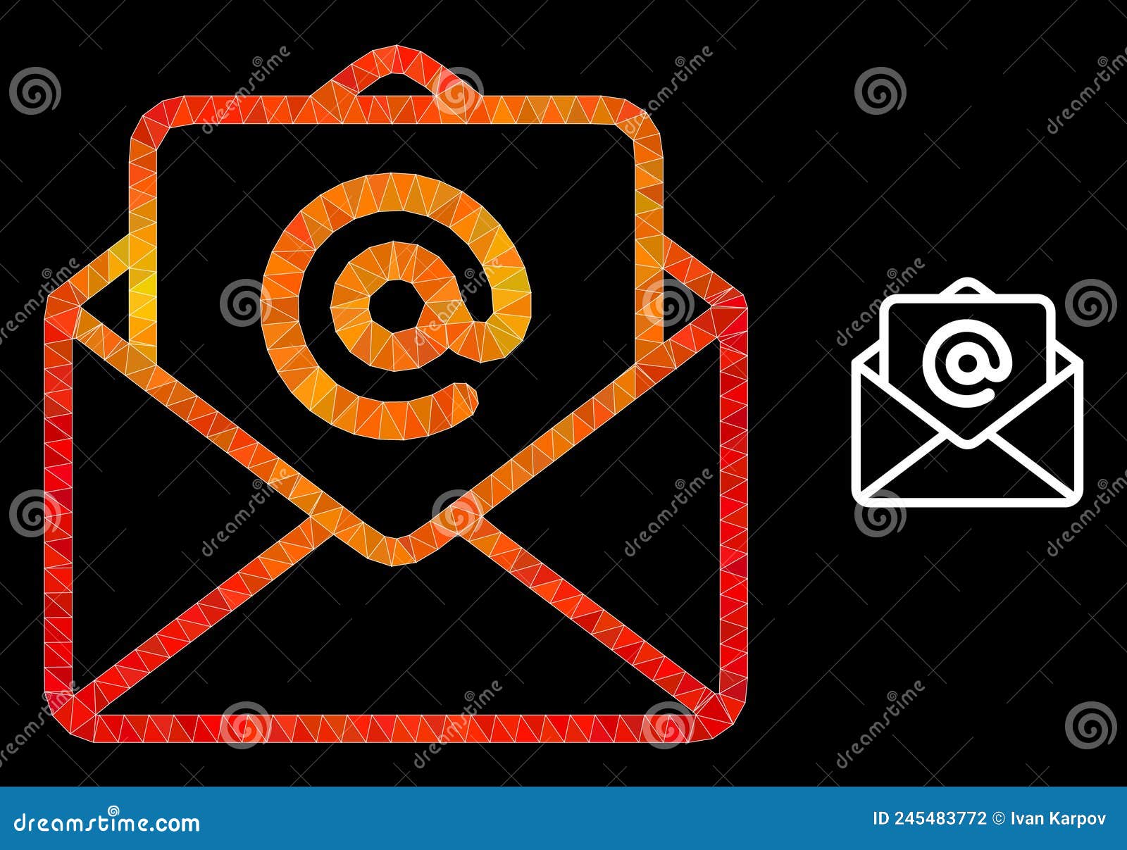 Vector Polygonal Open E-Mail Icon with Orange Colored Gradient Stock ...