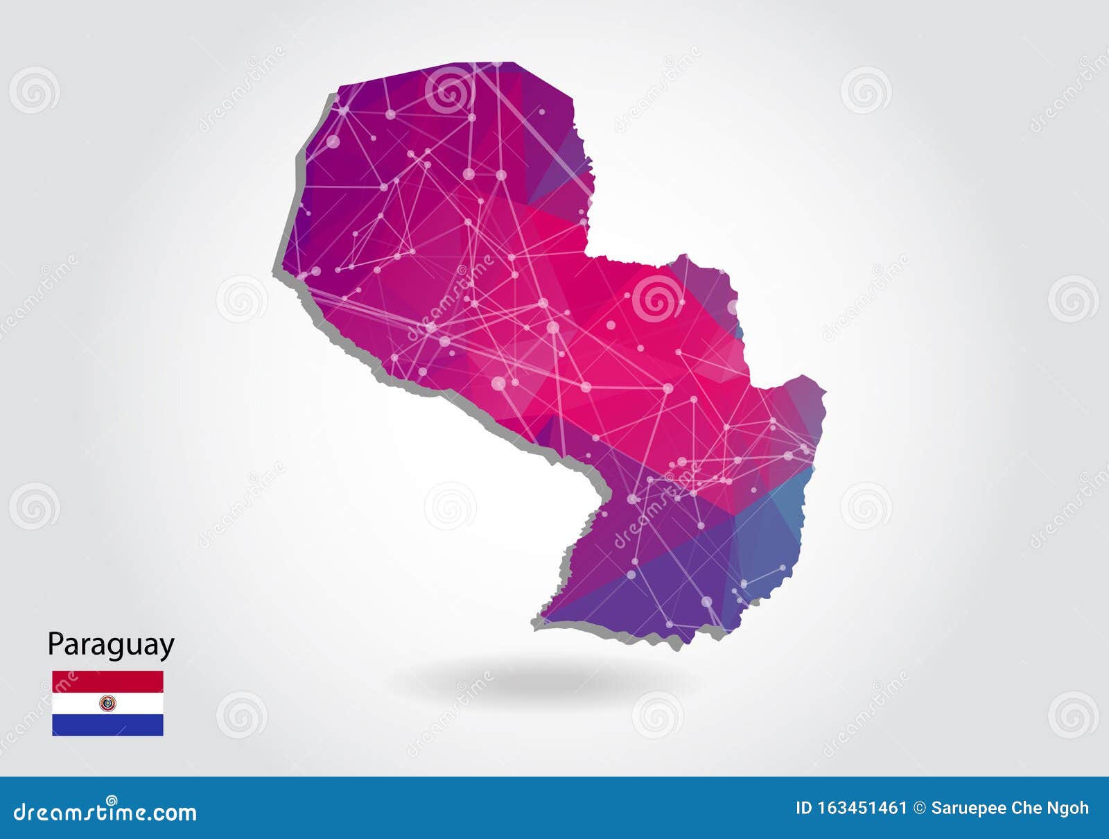 Vector Polygonal Paraguay Map. Low Poly Design. Map Made of Triangles ...