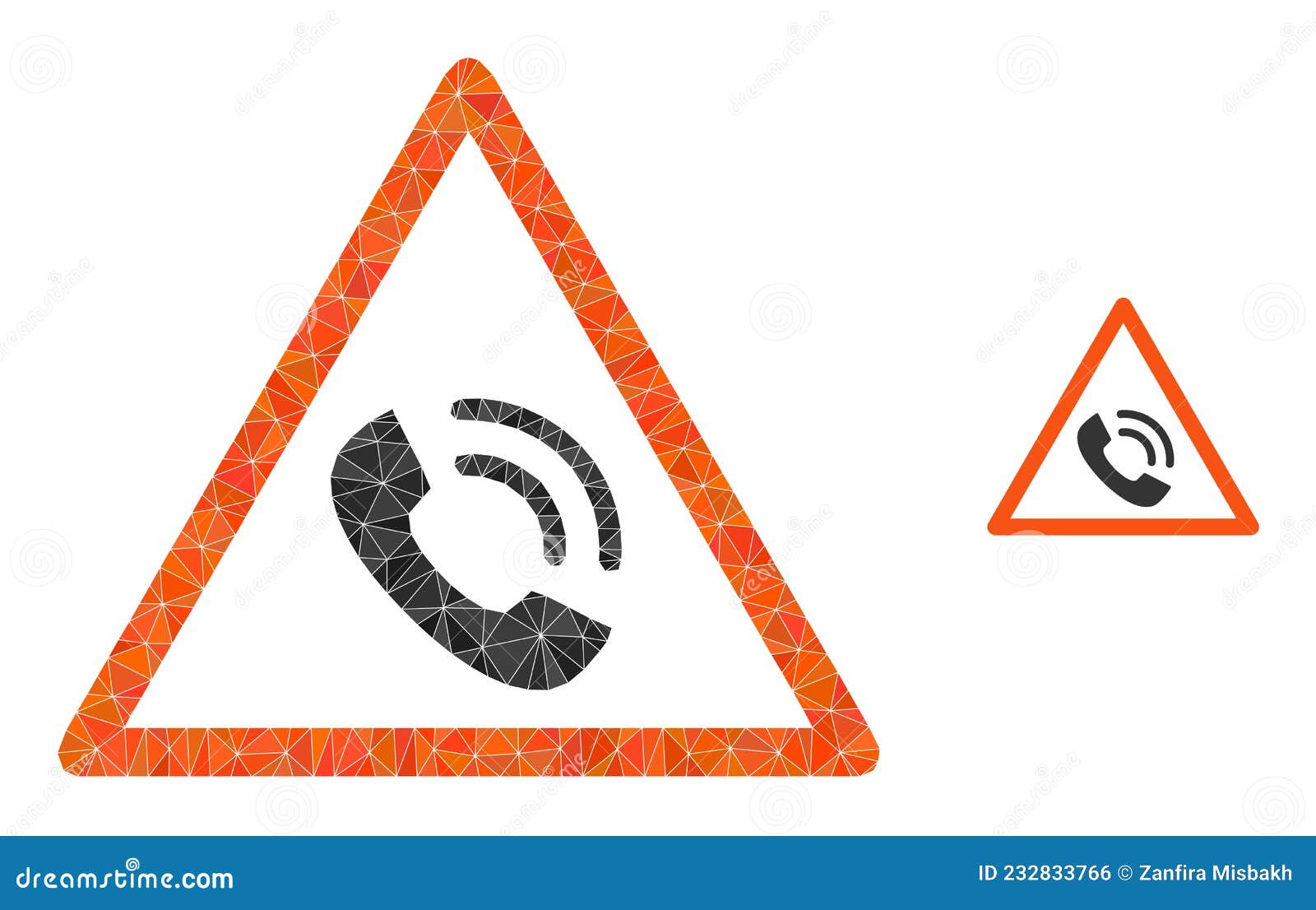 Vector Polygonal Phone Call Warning Icon Stock Vector - Illustration of ...