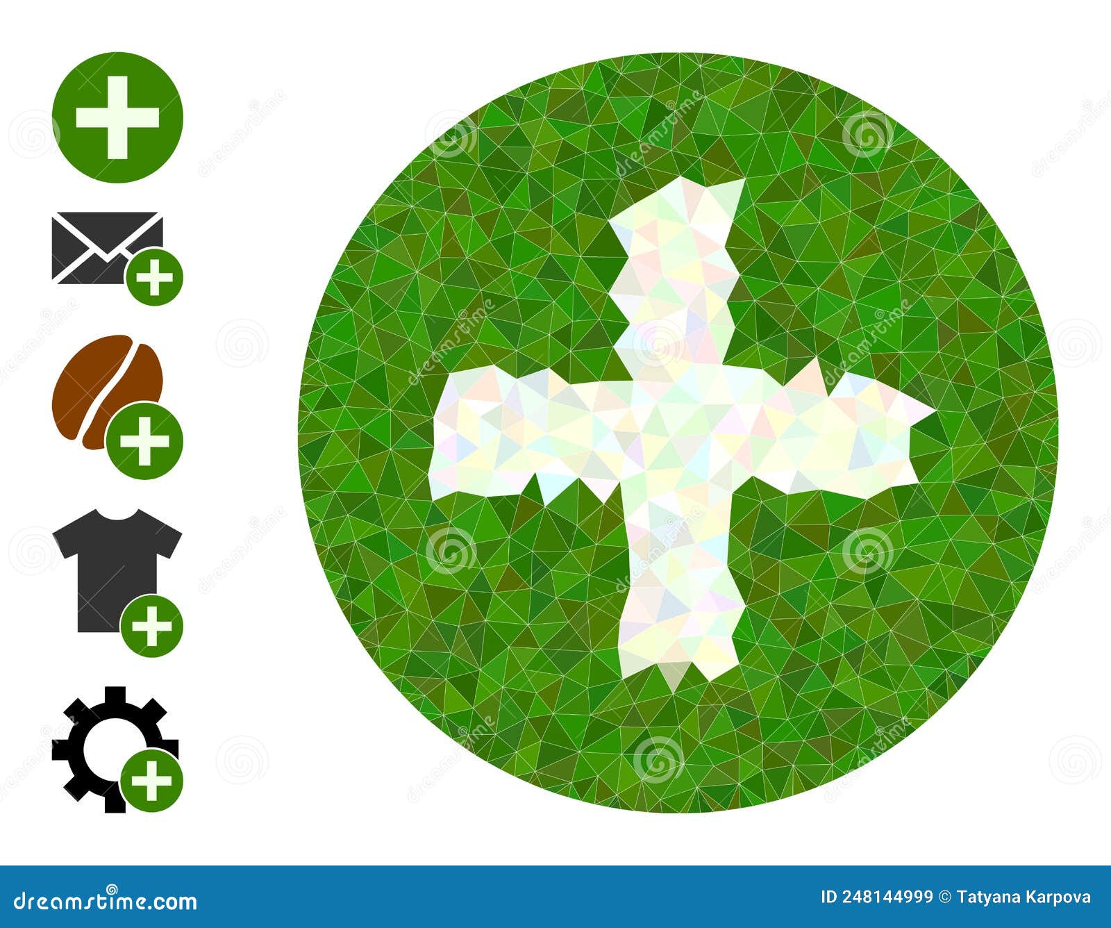 Vector Polygonal Plus Icon and Other Icons Stock Illustration ...