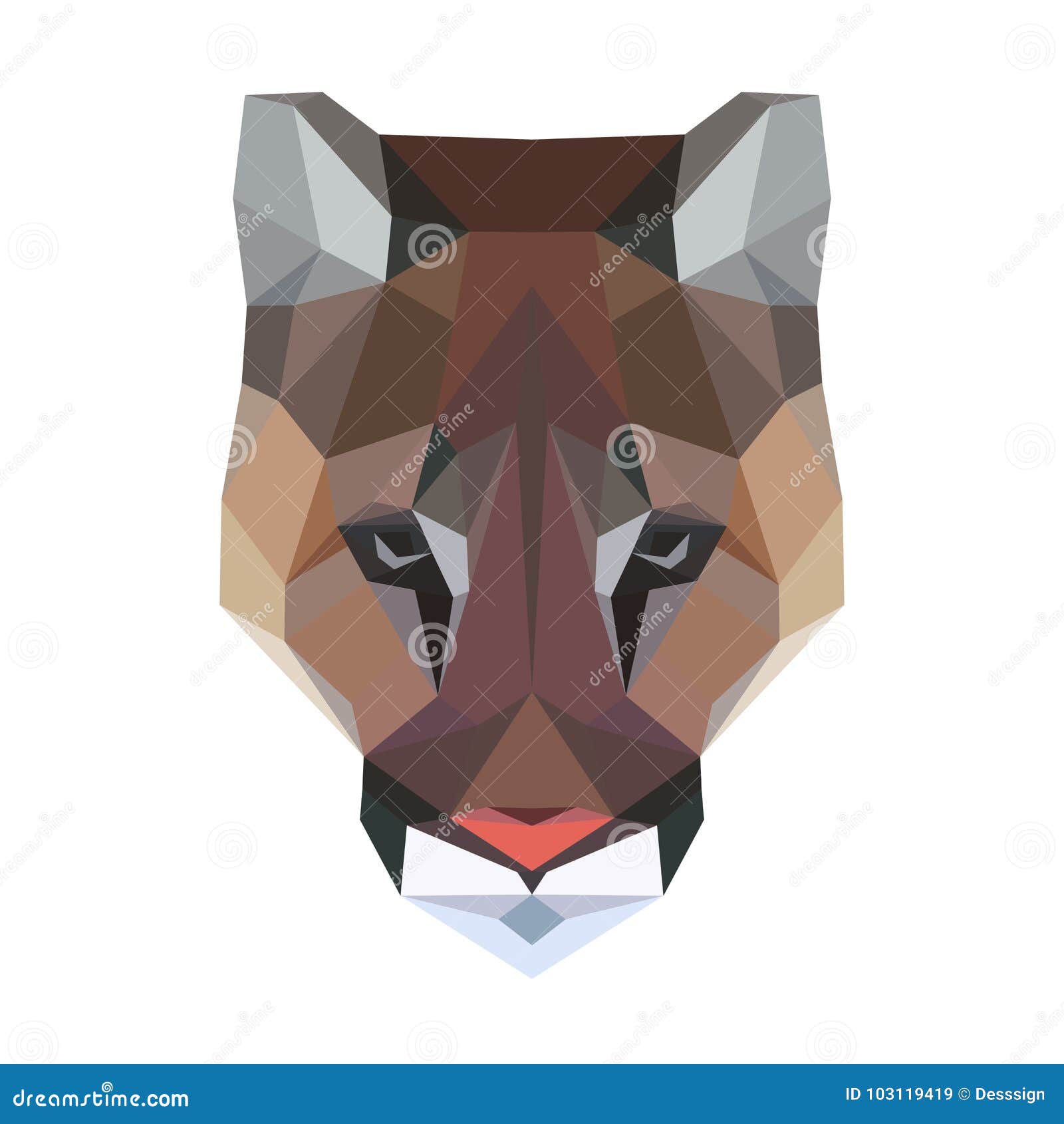 Vector Polygonal Puma Isolated on White. Stock Vector - Illustration of ...