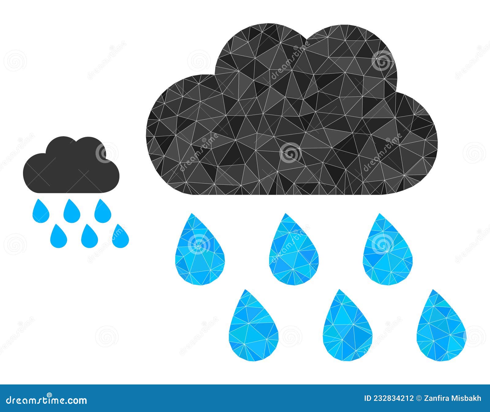 Vector Polygonal Rain Weather Icon Stock Vector - Illustration of ...