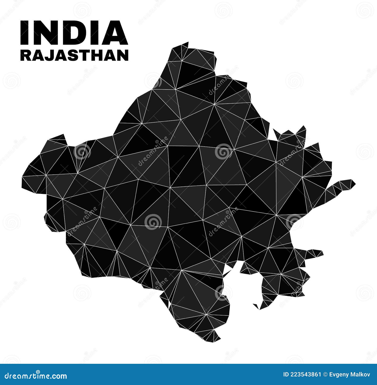 Vector Polygonal Rajasthan State Map Stock Vector - Illustration of ...