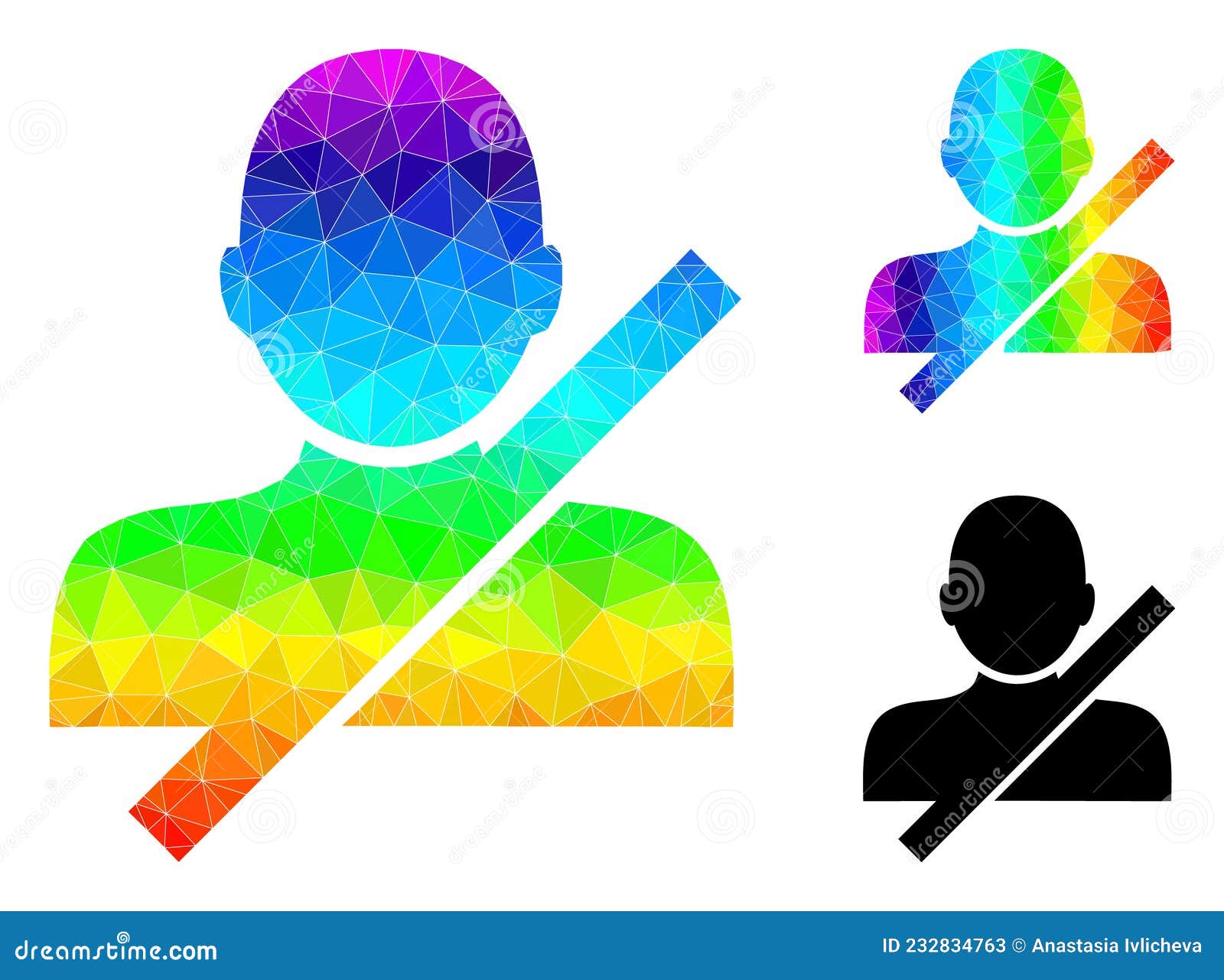 Vector Polygonal Restricted User Icon with Rainbow Gradient Stock ...