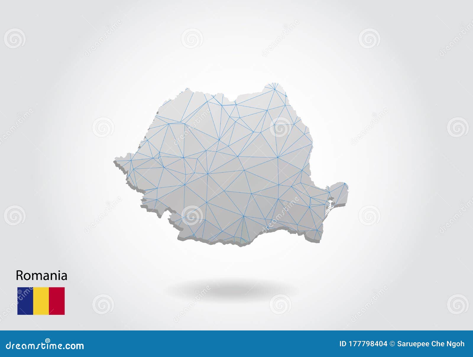 Vector Polygonal Romania Map. Low Poly Design. Map Made of Triangles on ...
