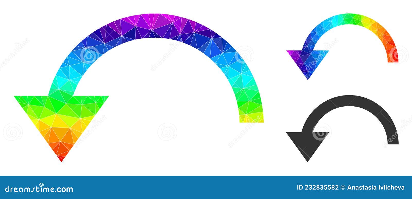 Vector Polygonal Rotate Ccw Icon with Spectrum Gradient Stock Vector ...