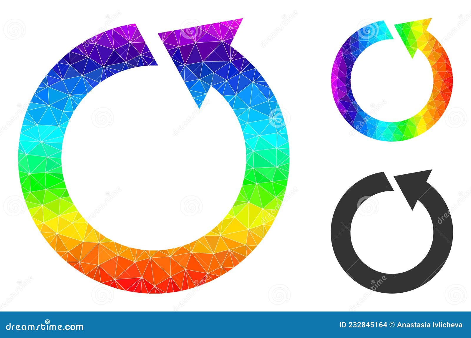 Vector Polygonal Rotate Ccw Icon with Spectrum Gradient Stock ...