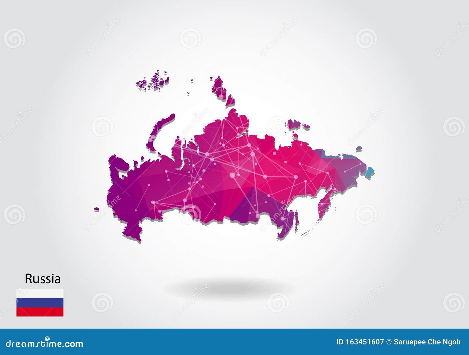 Vector Polygonal Russia Map. Low Poly Design. Map Made of Triangles on ...