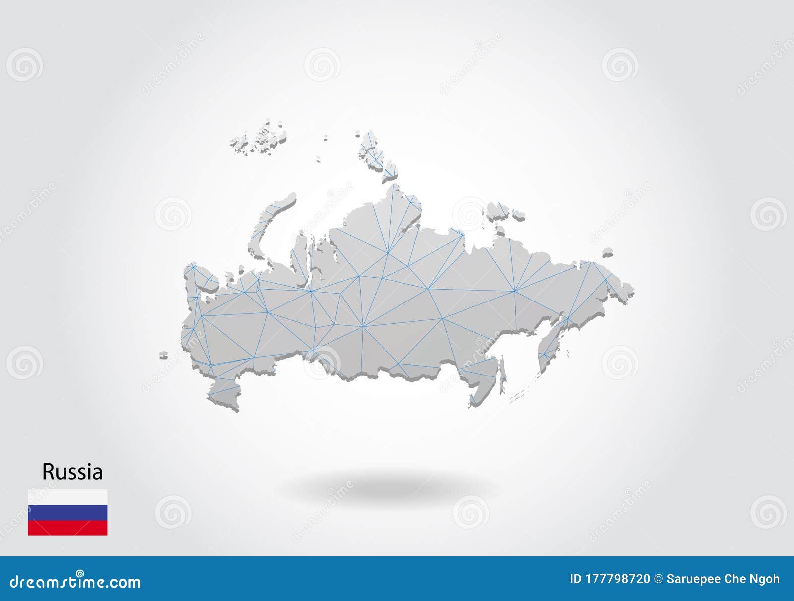Vector Polygonal Russia Map. Low Poly Design. Map Made of Triangles on ...