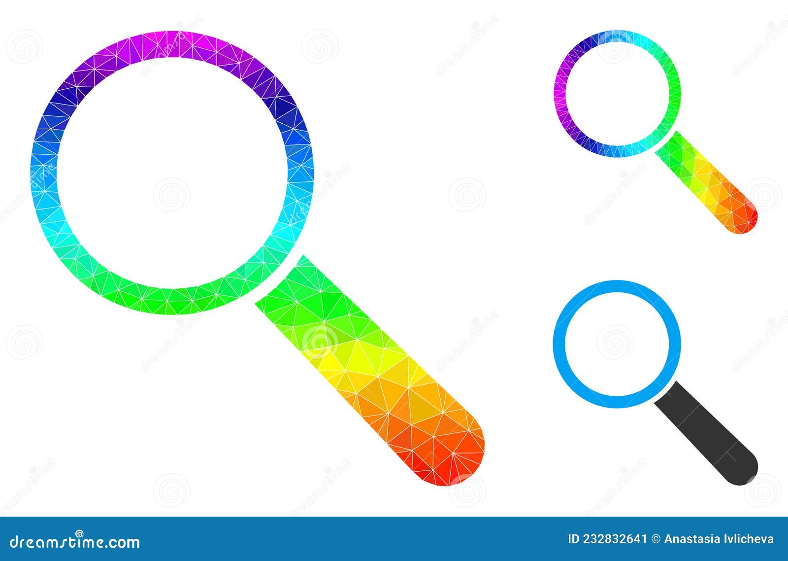 Vector Polygonal Search Tool Icon with Spectral Colored Gradient Stock ...