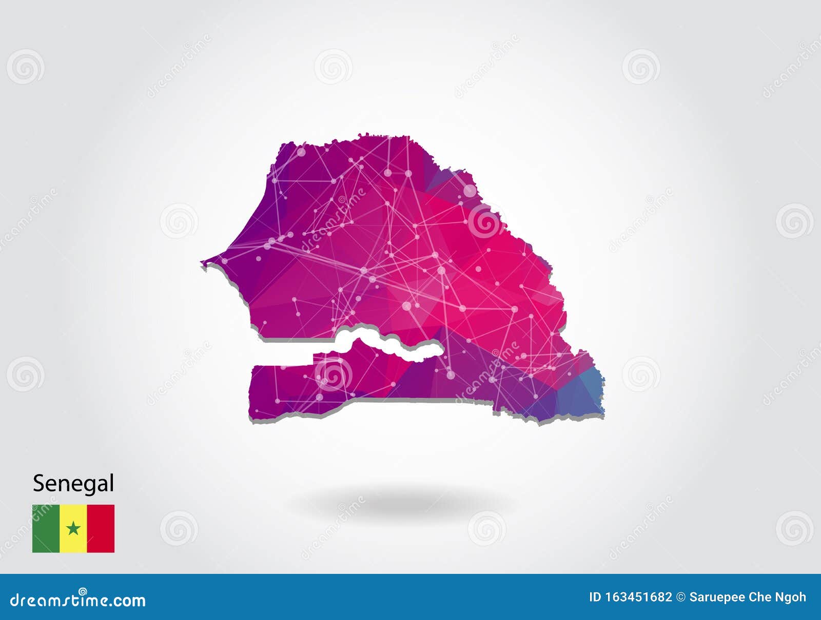 Vector Polygonal Senegal Map. Low Poly Design. Map Made of Triangles on ...