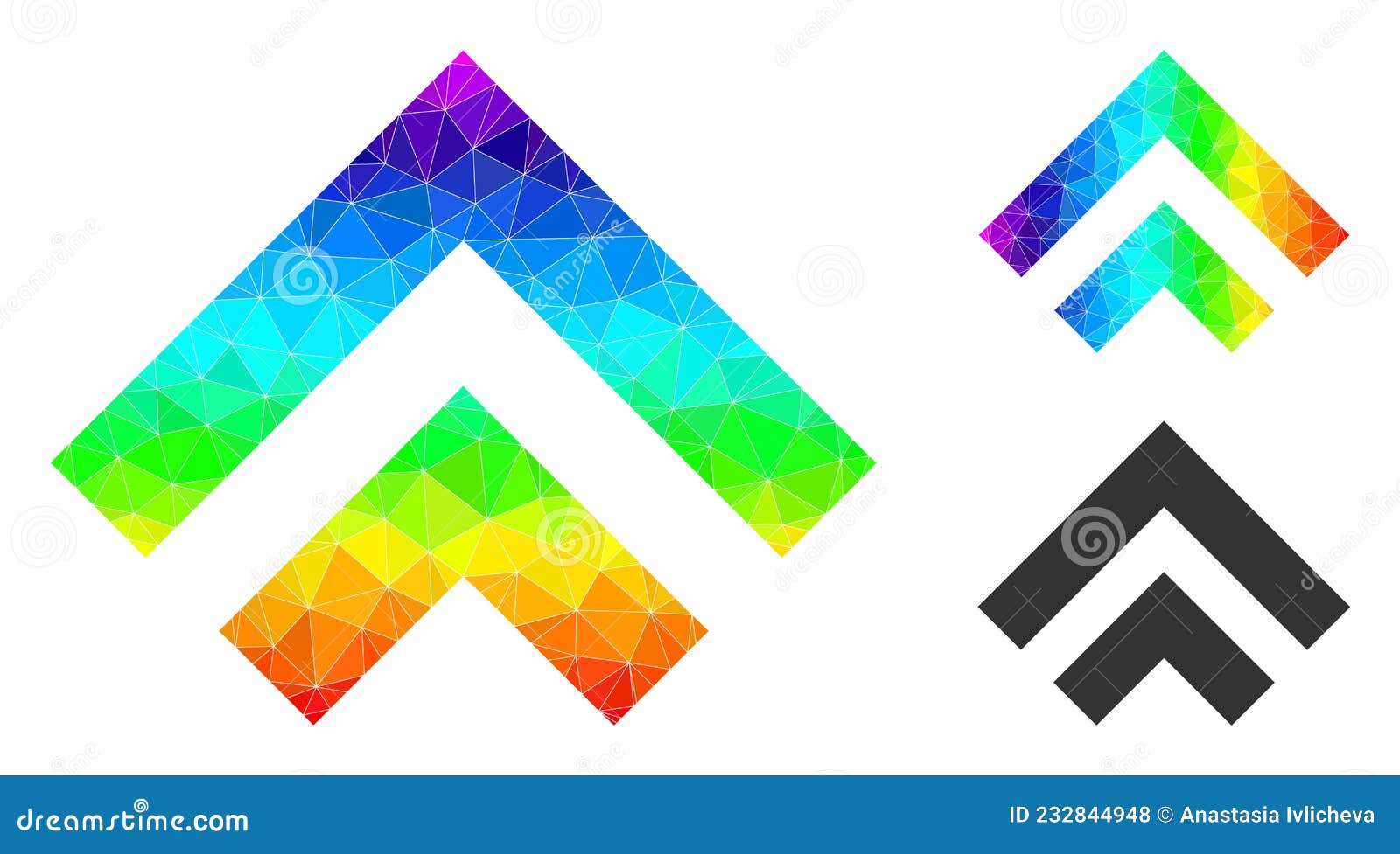Vector Polygonal Shift Up Icon with Spectral Colored Gradient Stock ...