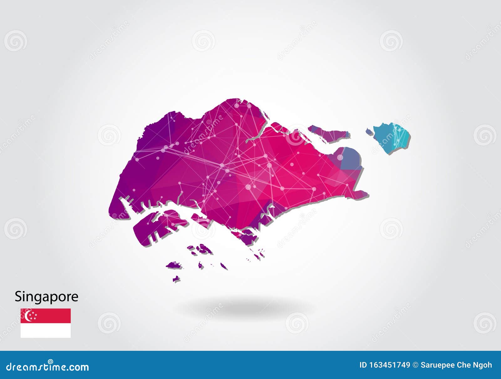 Low Poly Singapore Map Vector Of White Color Geometric Shapes Or ...