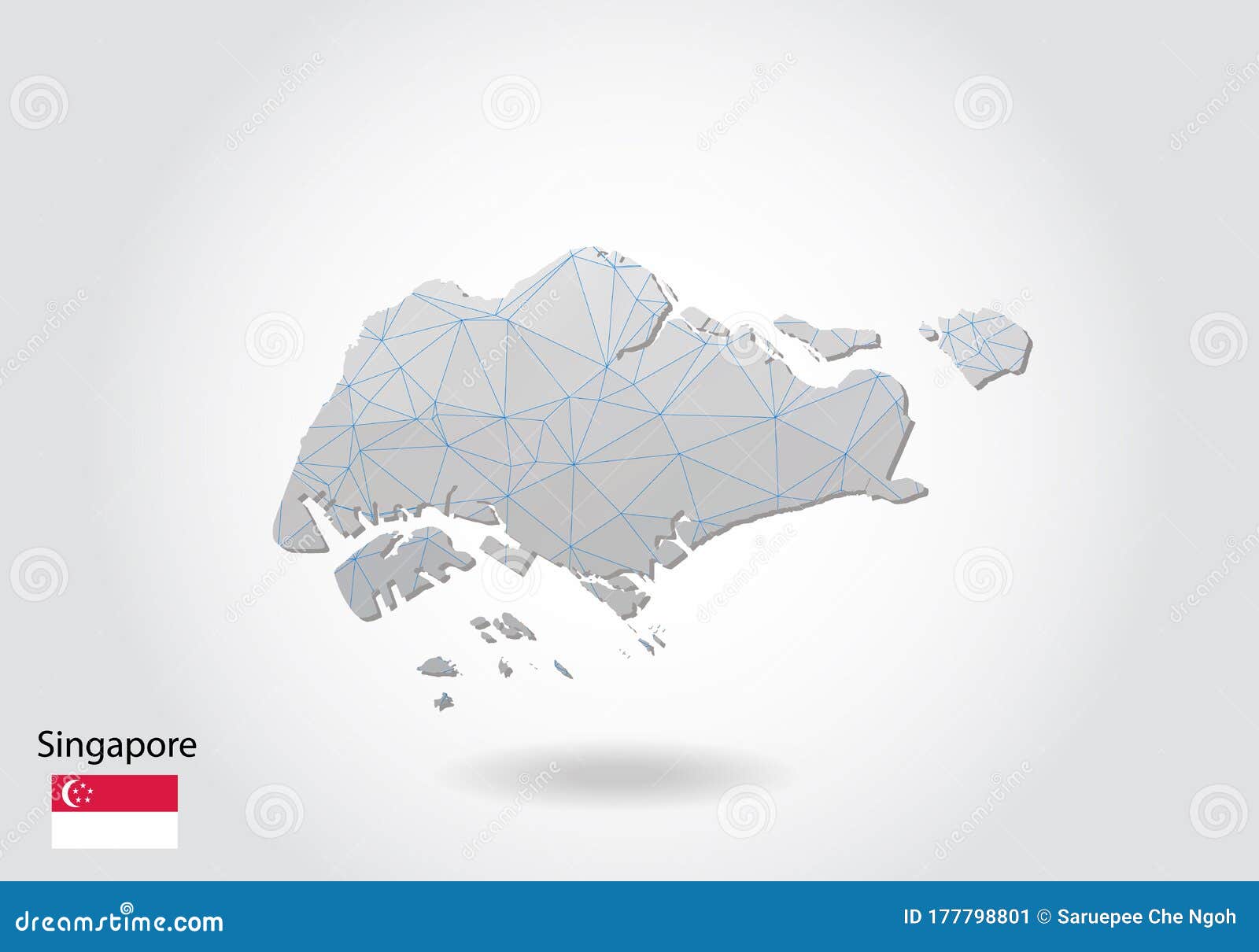 Low Poly Singapore Map Vector Of White Color Geometric Shapes Or ...