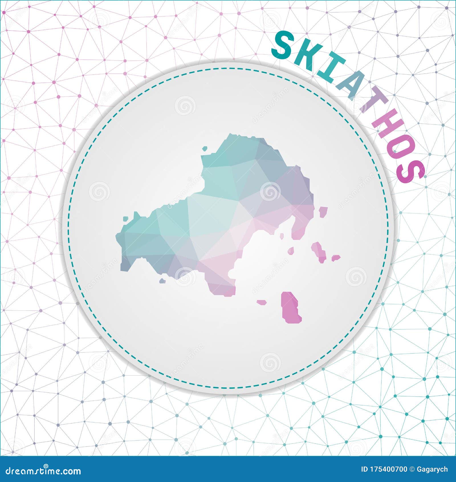 Vector Polygonal Skiathos Map. Stock Vector - Illustration of digital ...