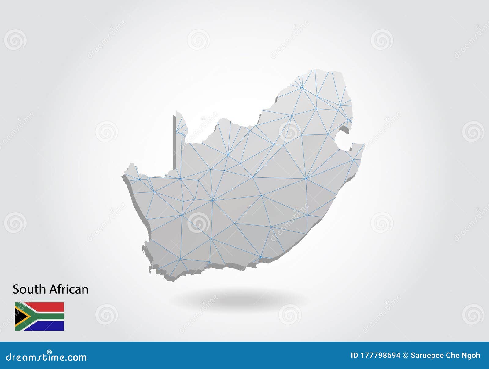 Vector Polygonal South African Map. Low Poly Design. Map Made of ...