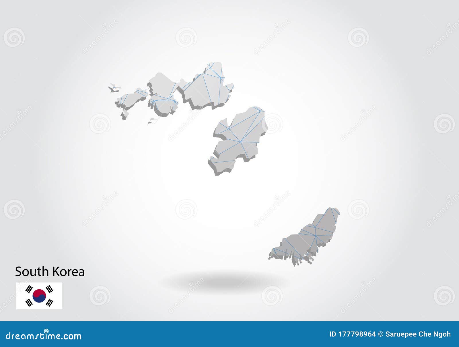 Vector Polygonal South Korea Map. Low Poly Design. Map Made of ...