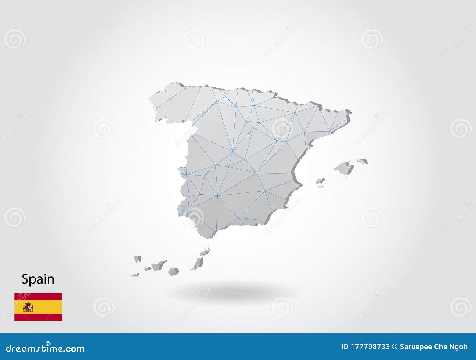Vector Polygonal Spain Map. Low Poly Design. Map Made of Triangles on ...