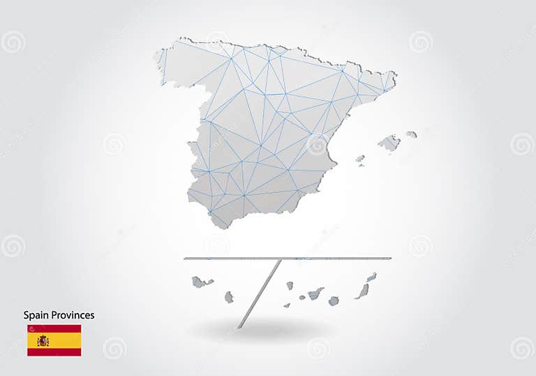 Vector Polygonal Spain Provinces Map. Low Poly Design. Map Made of ...