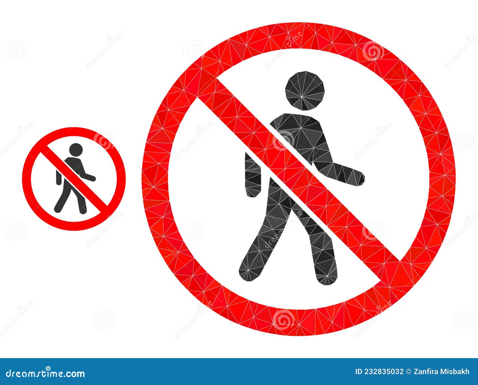 Vector Polygonal Stop Pedestrian Man Icon Stock Vector - Illustration ...