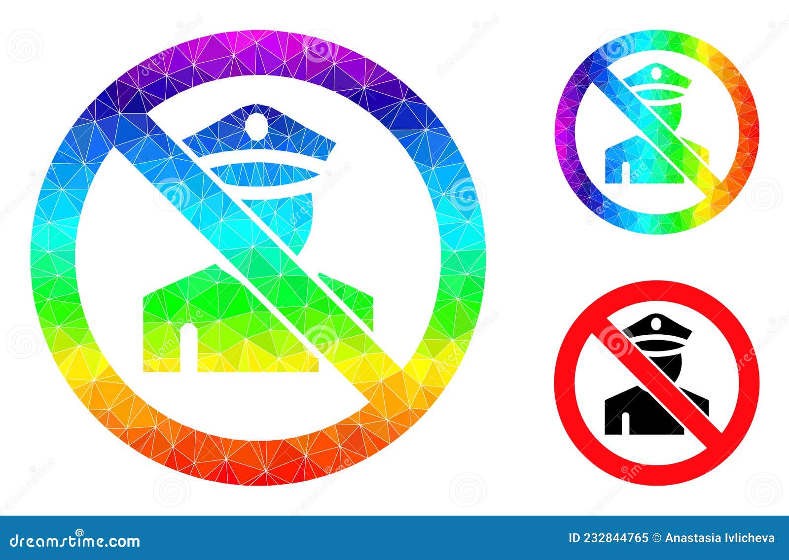 Vector Polygonal Stop Policeman Icon with Rainbow Gradient Stock ...