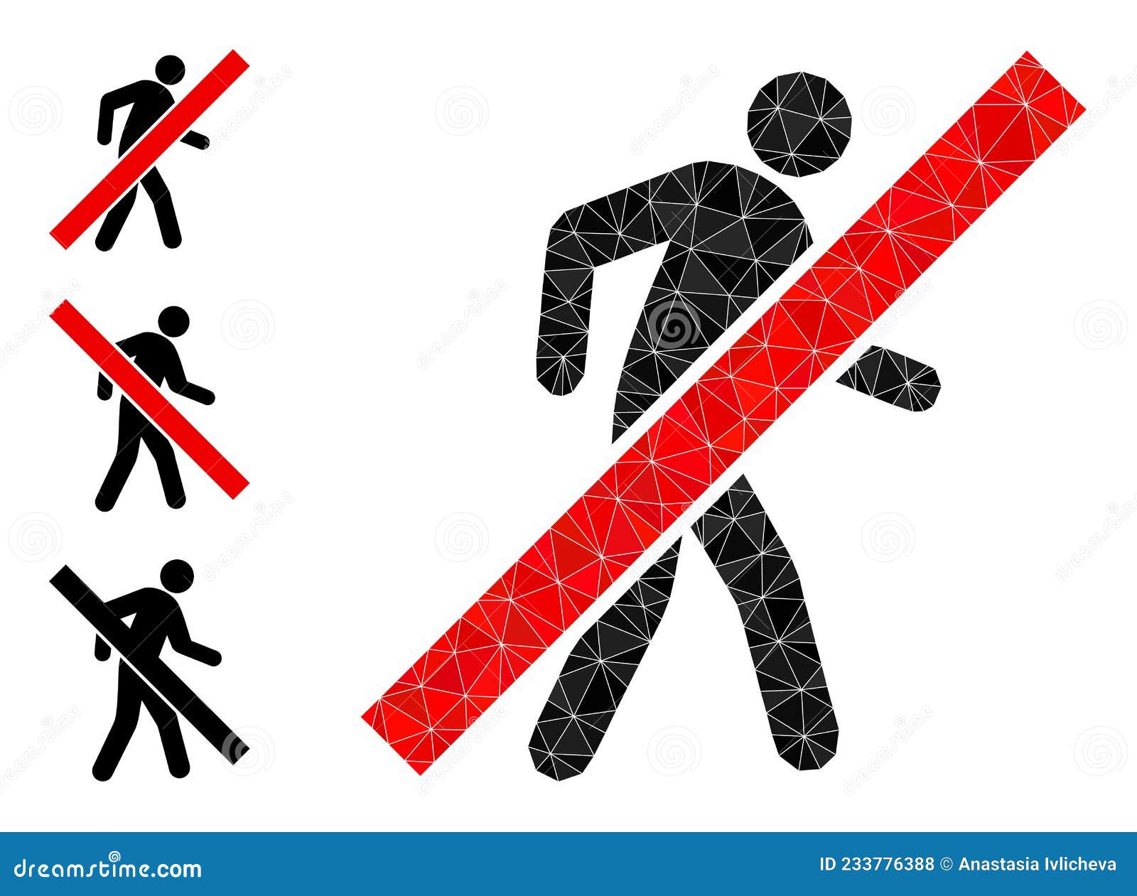 Vector Polygonal Stop Walking Man Icon and Similar Icons Stock Vector ...