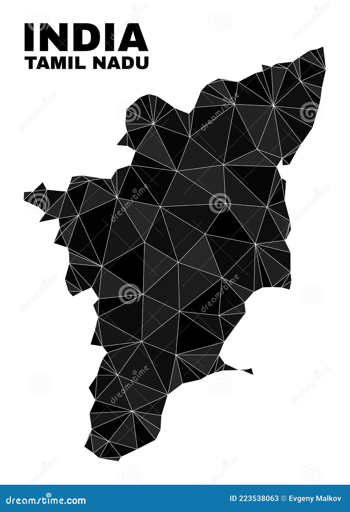 Vector Polygonal Tamil Nadu State Map Stock Vector - Illustration of ...