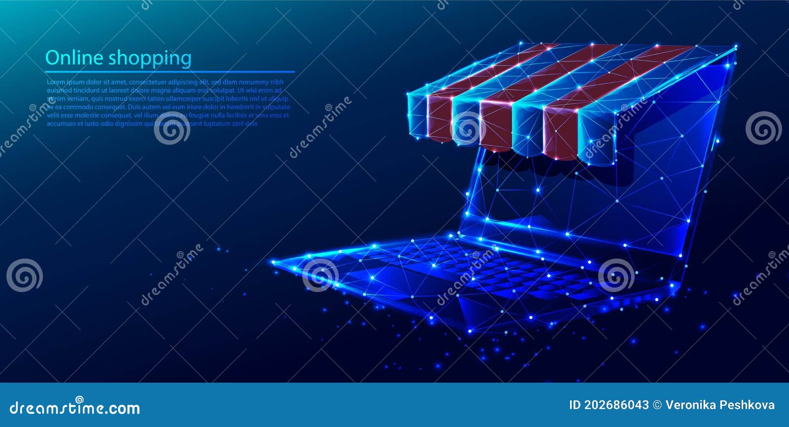 Vector Polygonal Tech Background of Online Shopping Concept Stock ...