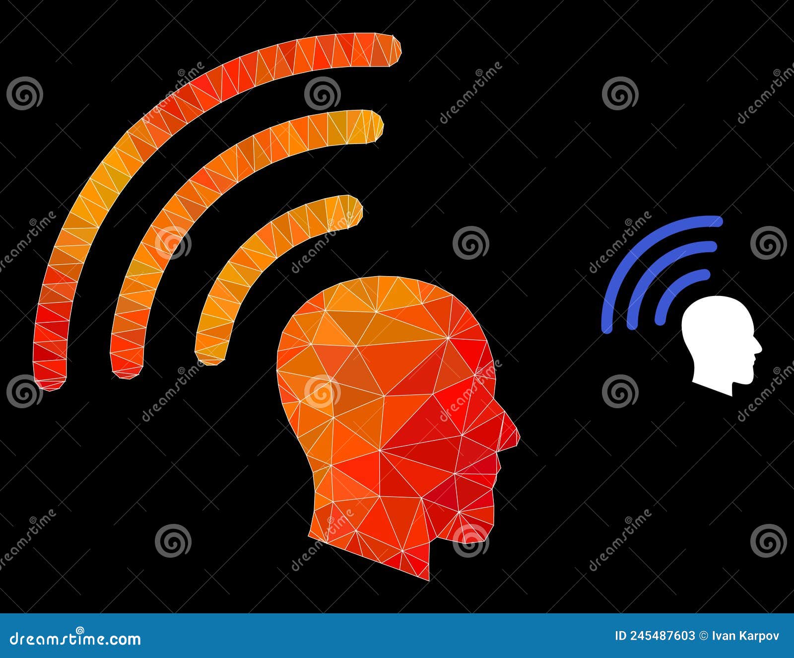Vector Polygonal Telepathy Waves Icon with Fire Gradient Stock Vector ...