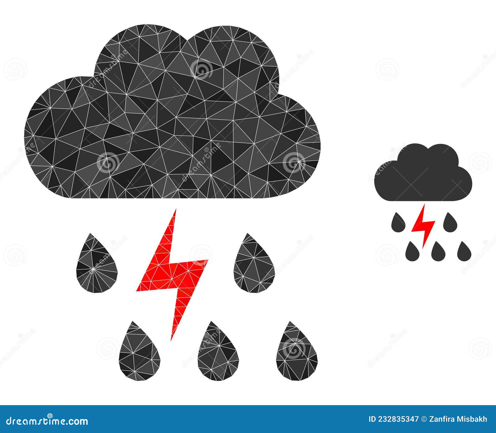 Vector Polygonal Thunderstorm Weather Icon Stock Vector - Illustration ...