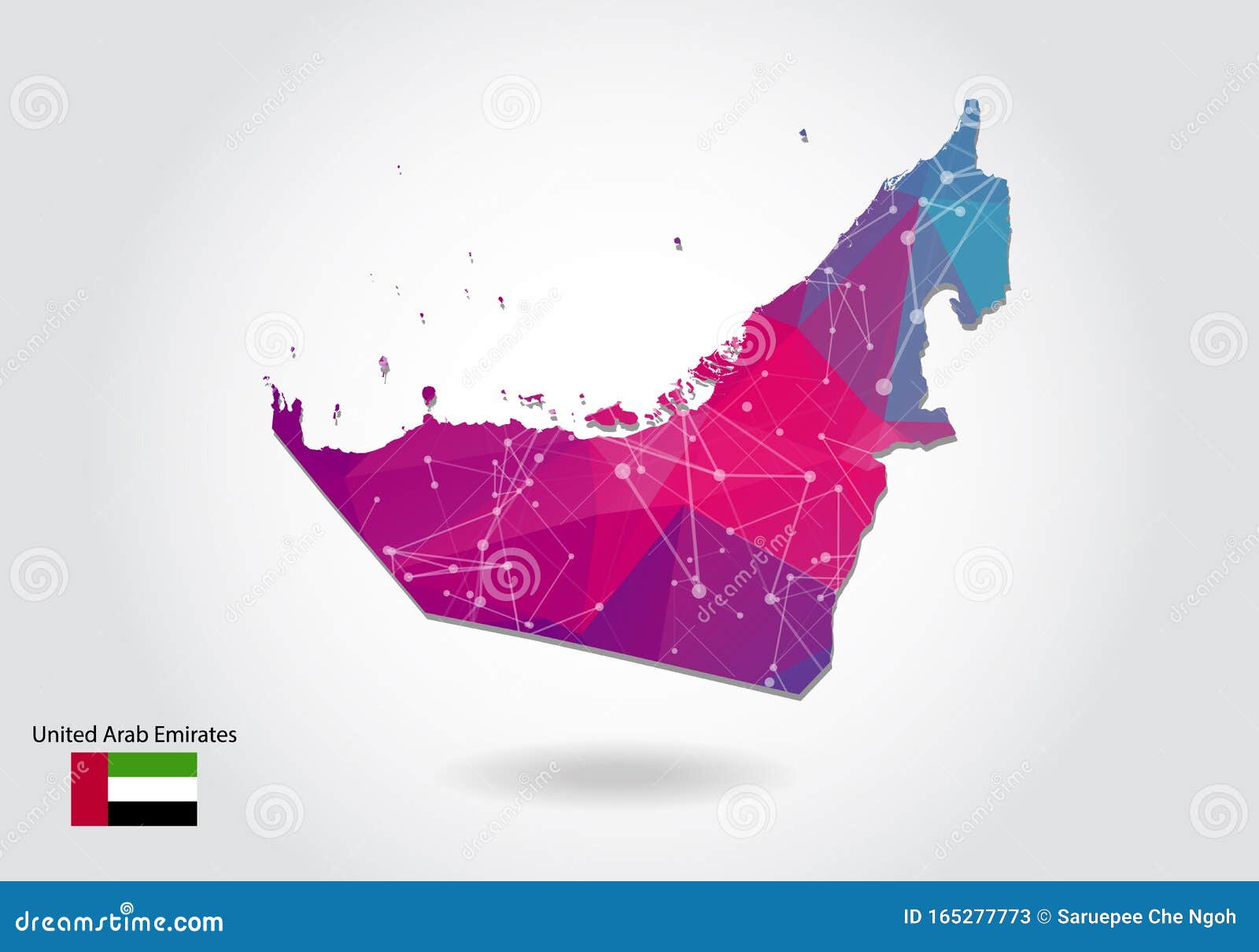 Vector Polygonal United Arab Emirates Map. Low Poly Design. Map Made of ...