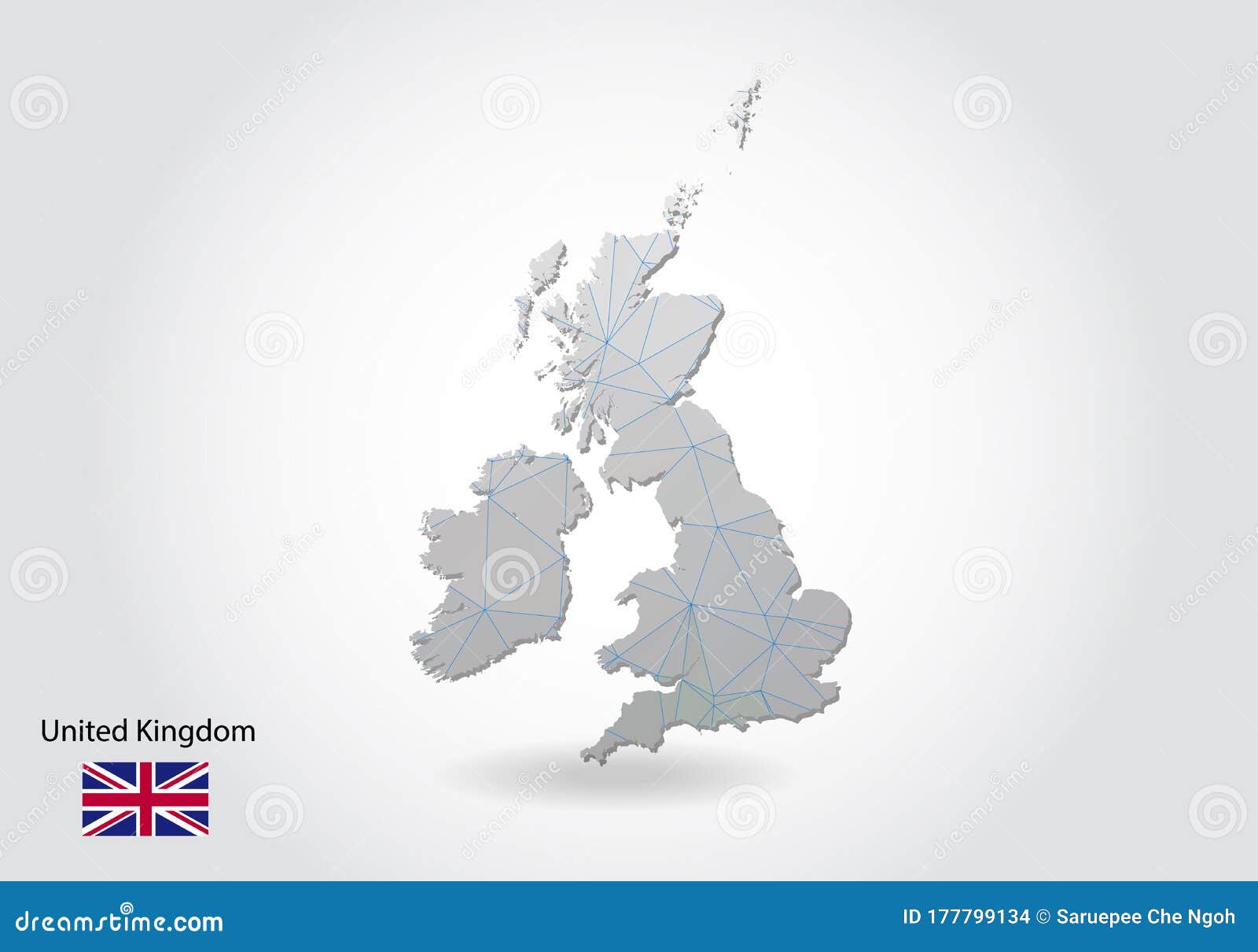 Vector Polygonal United Kingdom Map. Low Poly Design. Map Made of ...