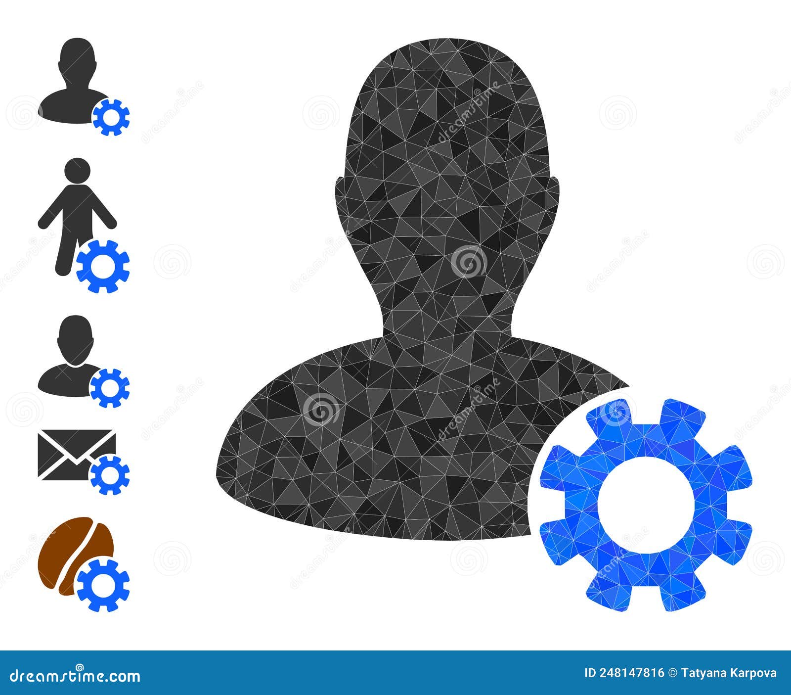 Vector Polygonal User Configuration Icon and Additional Icons Stock ...