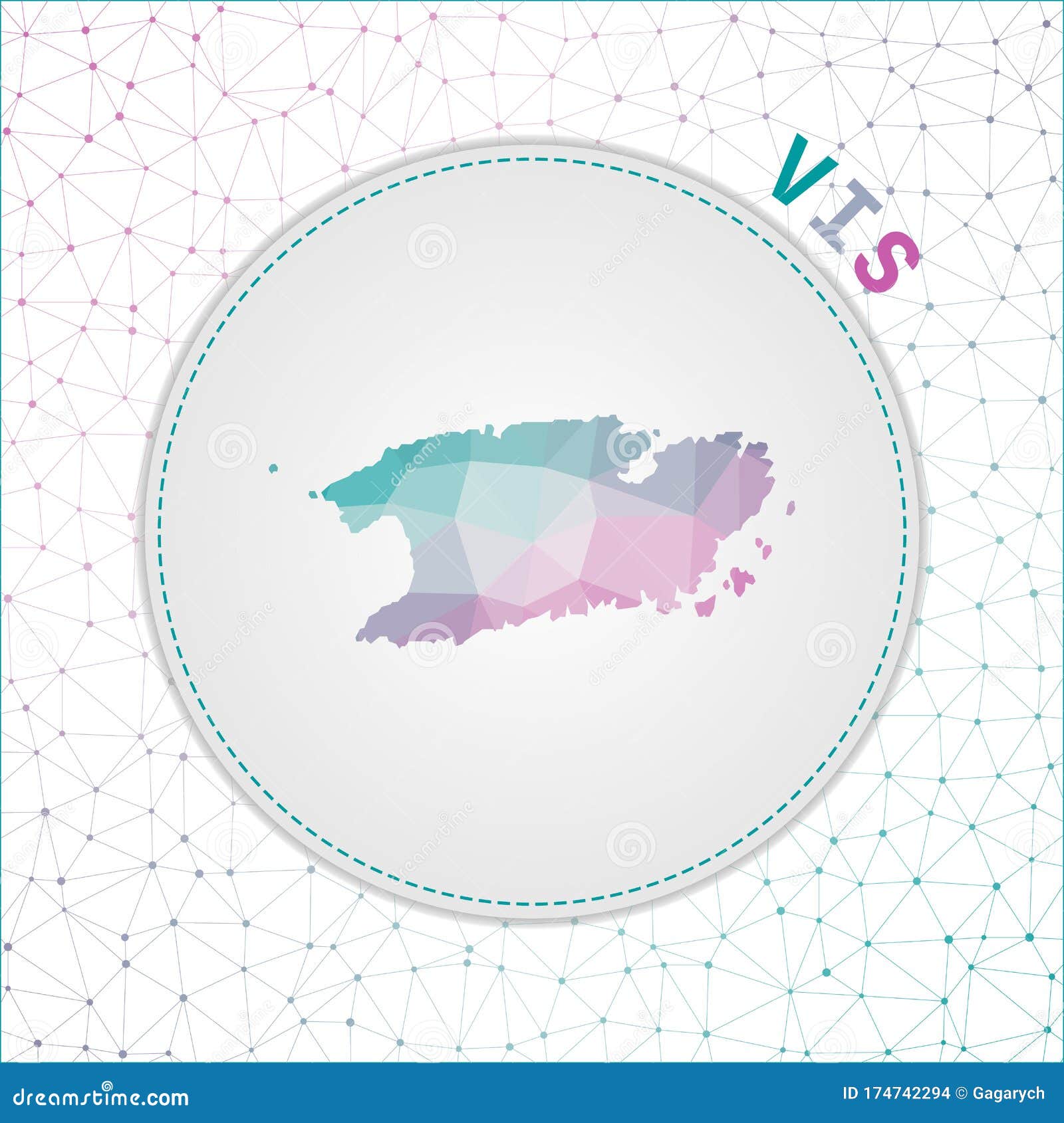 Vector polygonal Vis map. stock vector. Illustration of colorful ...