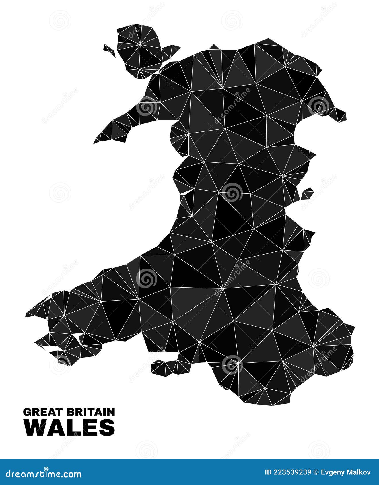 Vector Polygonal Wales Map stock vector. Illustration of geography ...