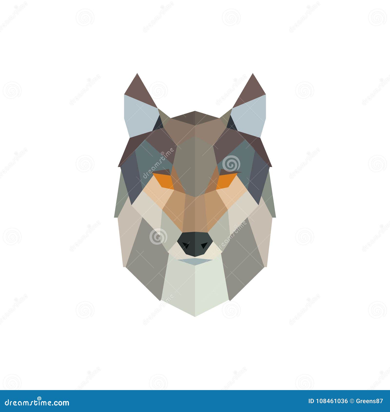 Polygonal Wolf In Hill, Rock. Vector Animal Illustration In Low Poly ...