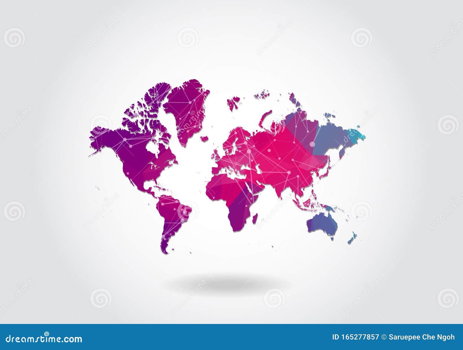 Vector Polygonal World Map. Low Poly Design. Map Made of Triangles on ...