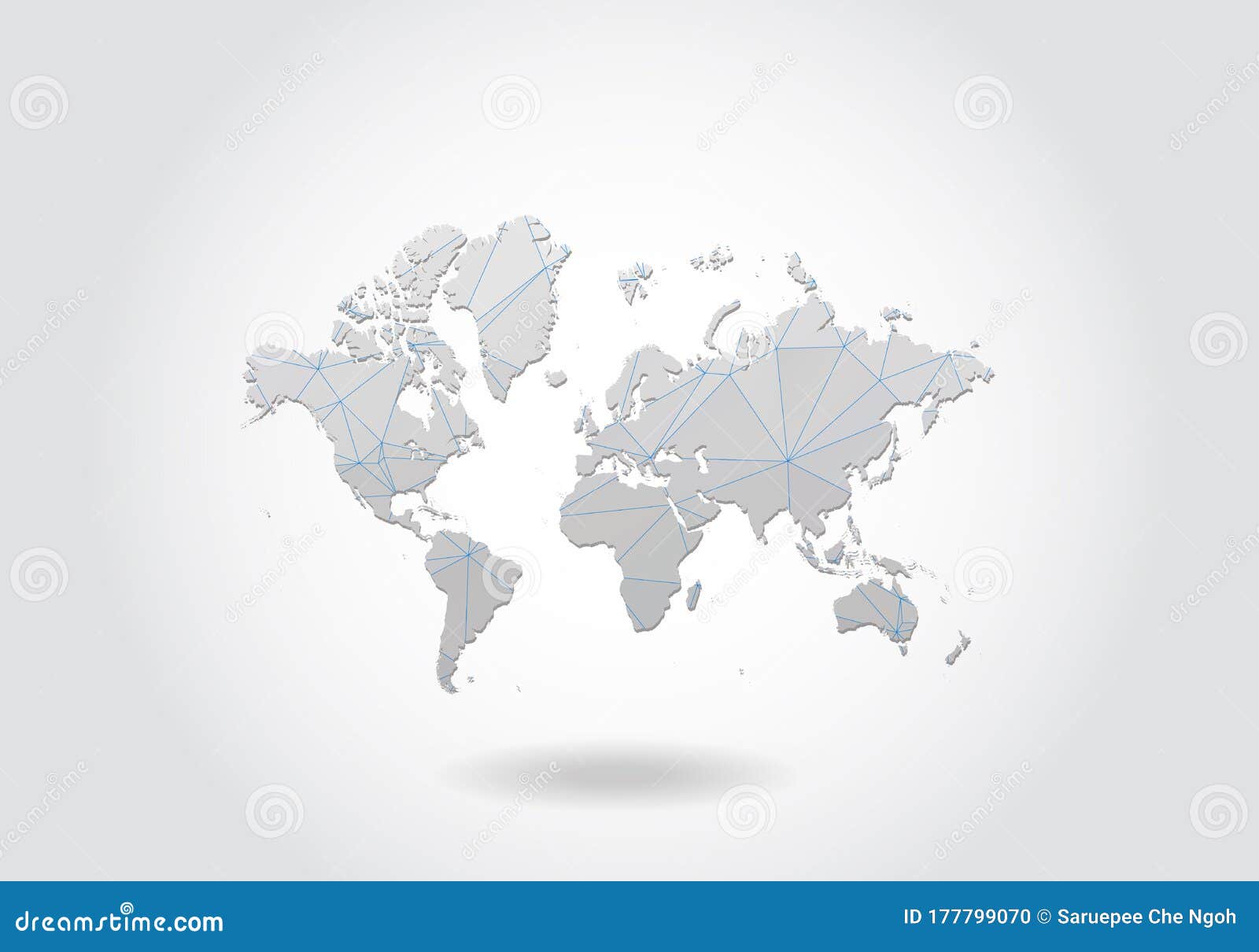 Vector Polygonal World Map. Low Poly Design. Map Made of Triangles on ...