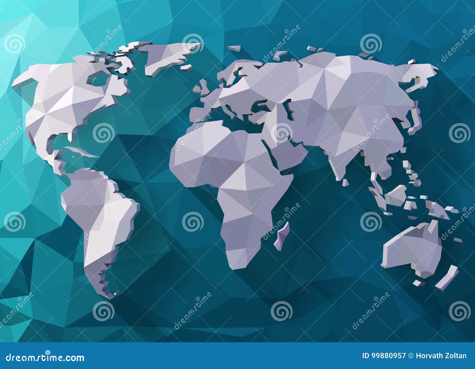 Vector polygonal world map stock vector. Illustration of america - 99880957