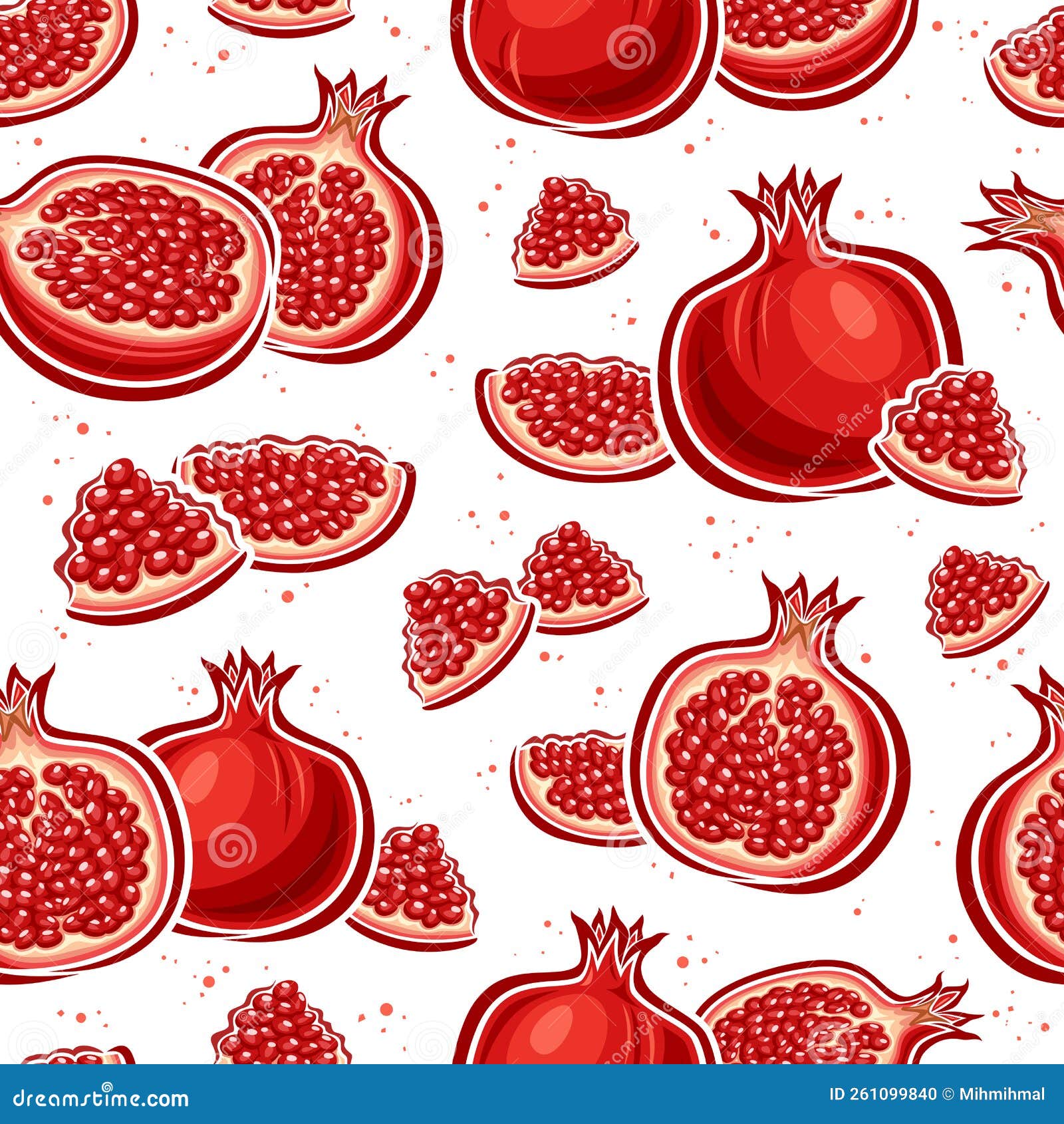 Vector Pomegranate Seamless Pattern Stock Vector - Illustration of ...