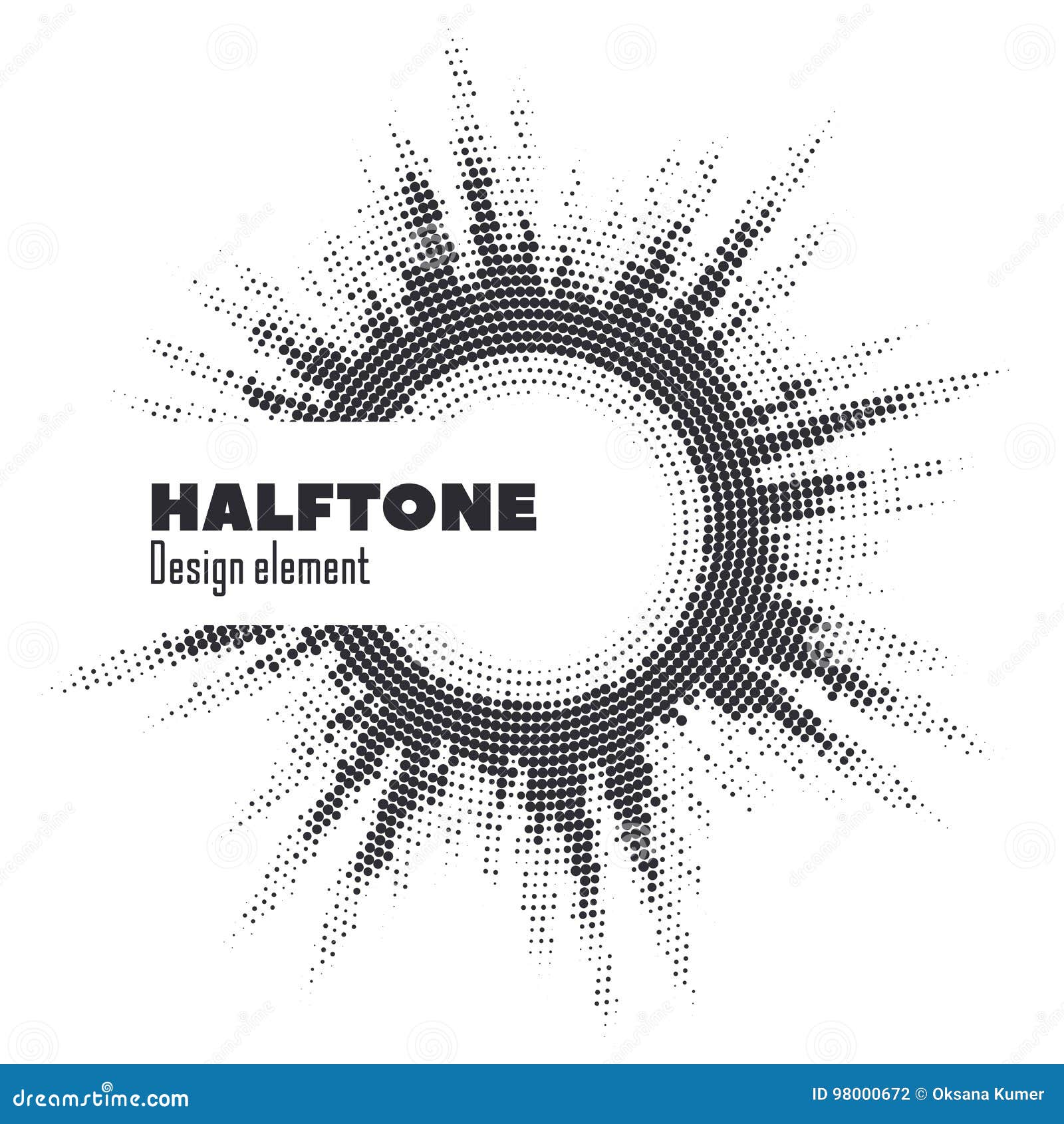 Halftone Circle Dotted Frame. Round Border Random Halftone Circle Dot ...